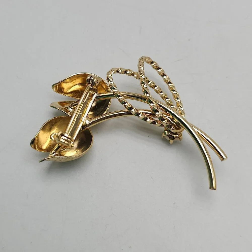 Estate | Jewelry | Vintage Gold Tone Tulip Brooch With Faux Pearl ...
